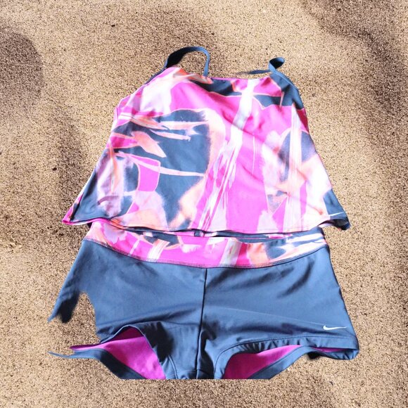 Nike | Swim | Nike Bathing Suit New 2piece Pinkorangegrey Large | Poshmark